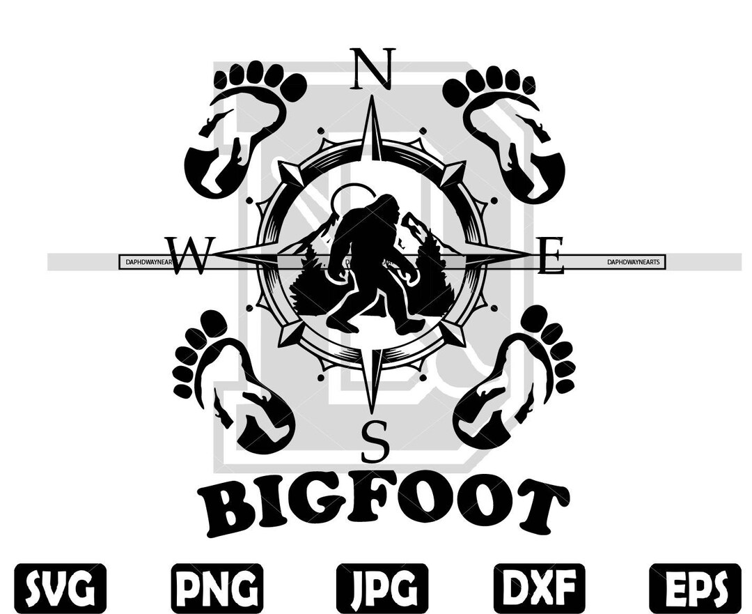 Bigfoot Compass SVG: Sasquatch Sublimation Designs (digital Download ...