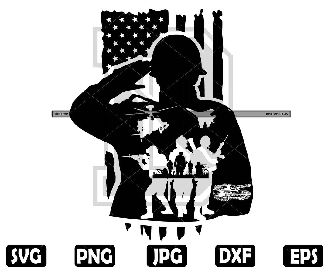 Saluting Soldier SVG: Veteran US Flag Cut File (digital Download) - Etsy