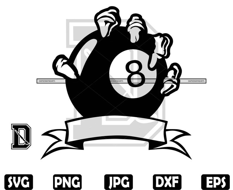 Skeletal Hand 8 Ball SVG: Gothic Billiards Design (digital Download) - Etsy