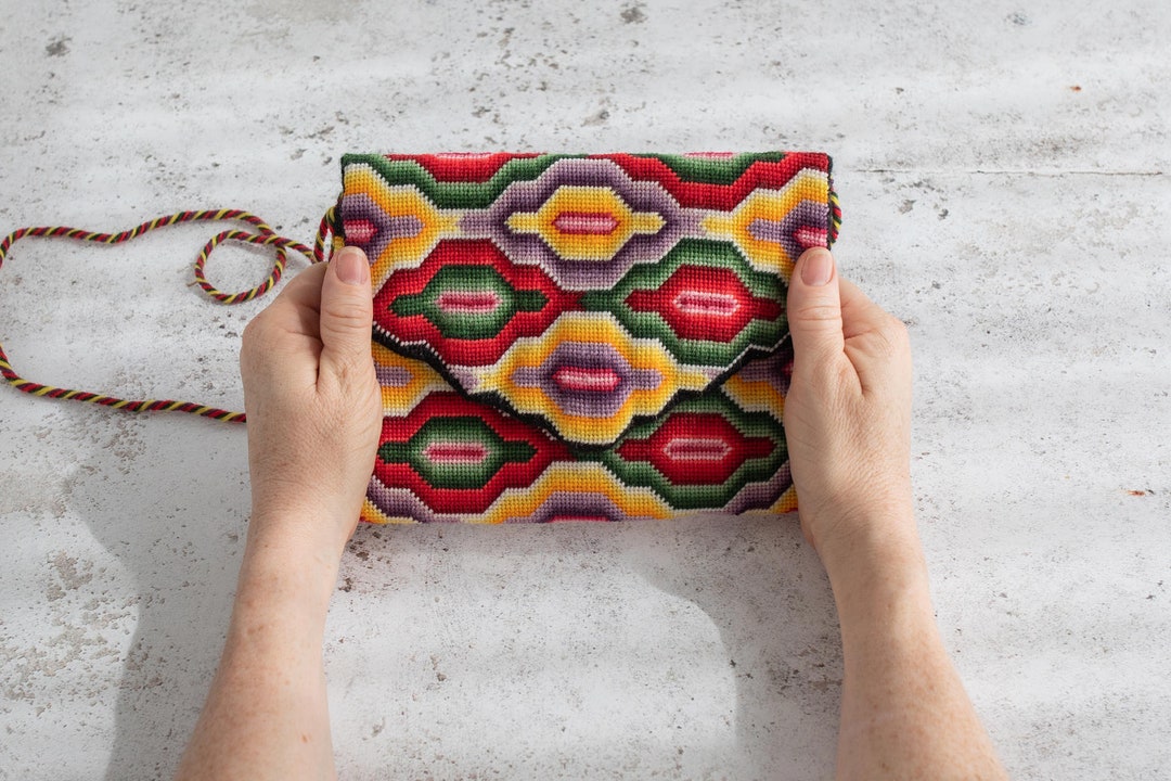 Lozenge Needlepoint Bag Kit, Beginners Needlepoint, Needlepoint Bag ...