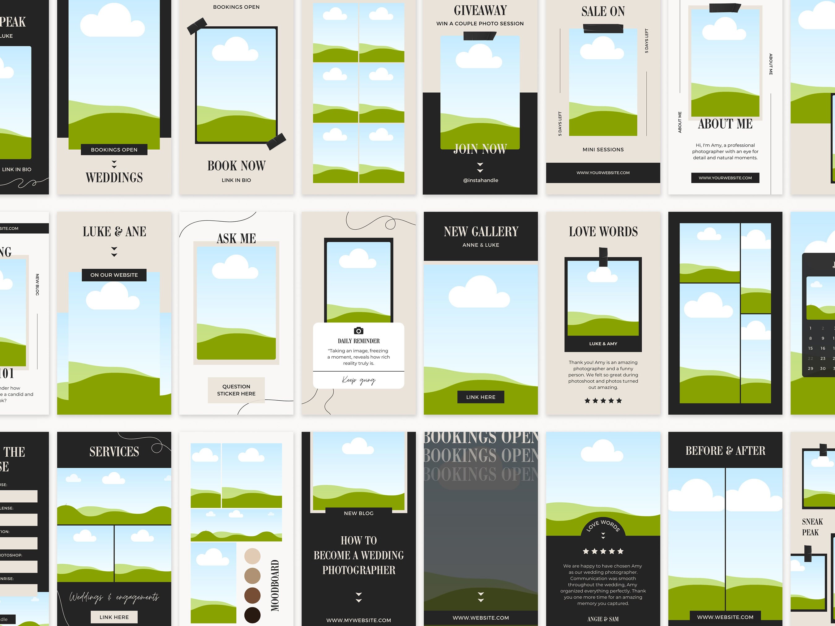 Noir Instagram Story Templates 26 Editable Instagram Stories - Etsy
