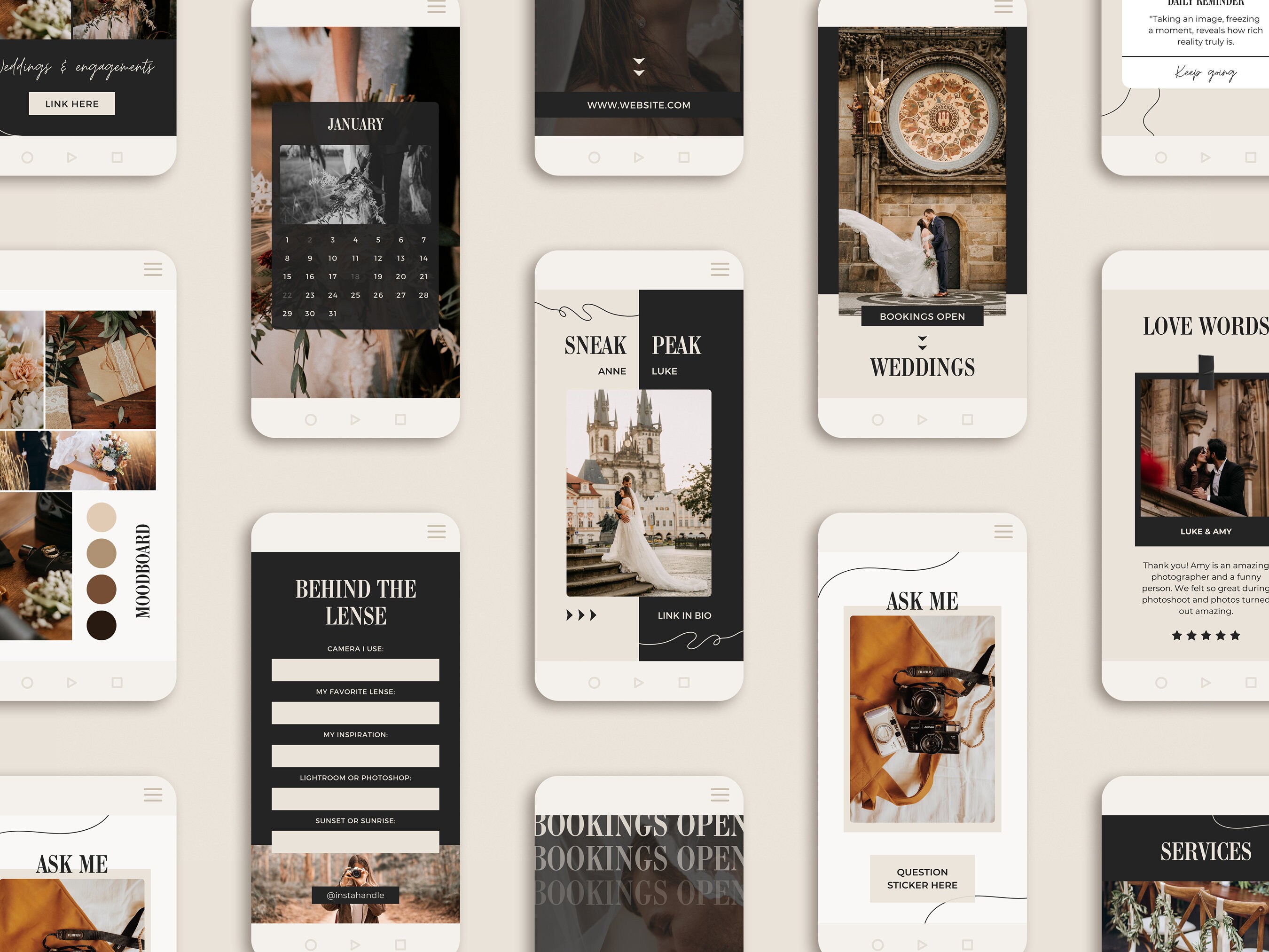 Noir Instagram Story Templates 26 Editable Instagram Stories - Etsy