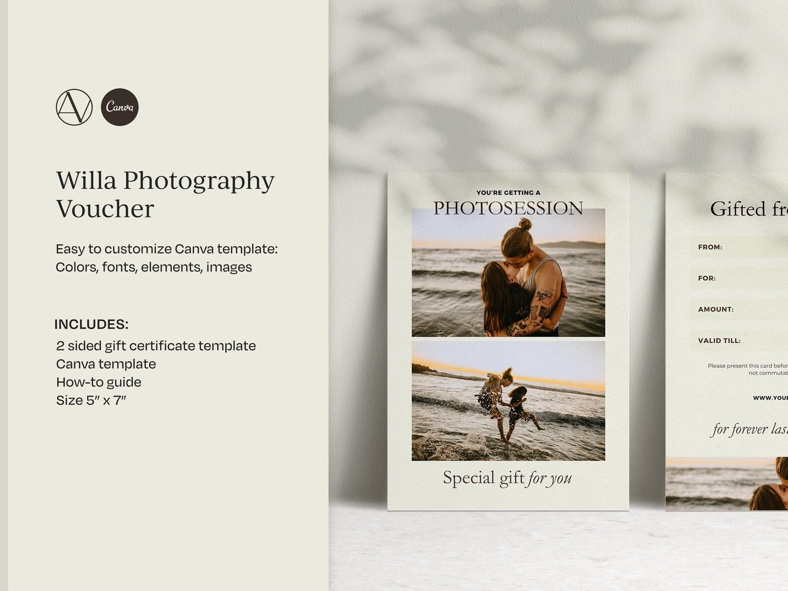 Photography Canva Gift Certificate Template | Photographer Gift Card ...