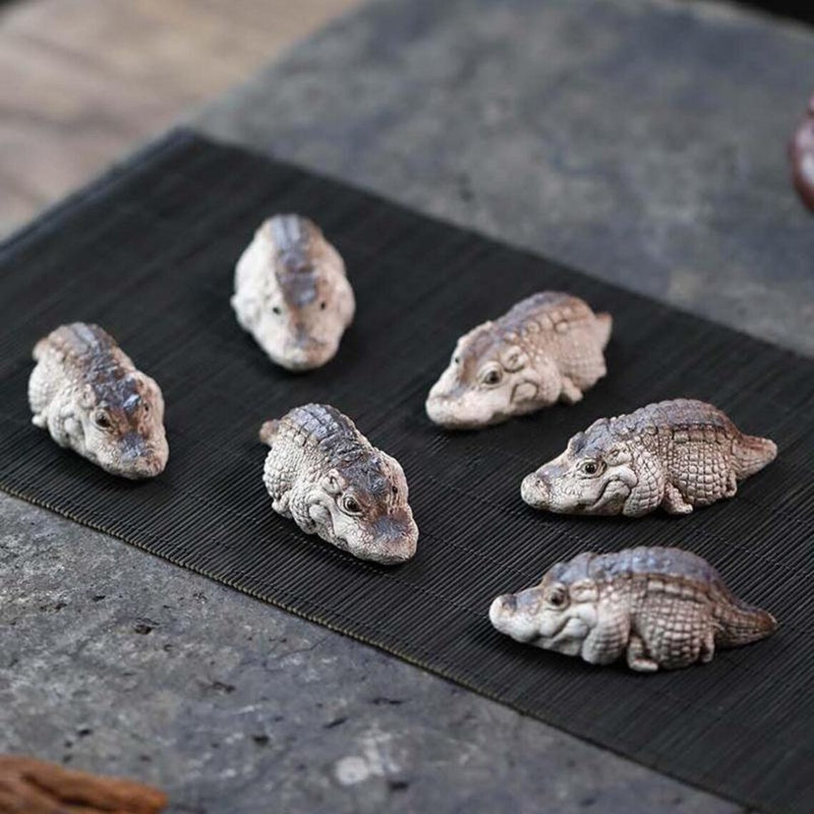 Chubby Crocodile Ceramic Figurine Laying Down Crocodile Figures Tea ...