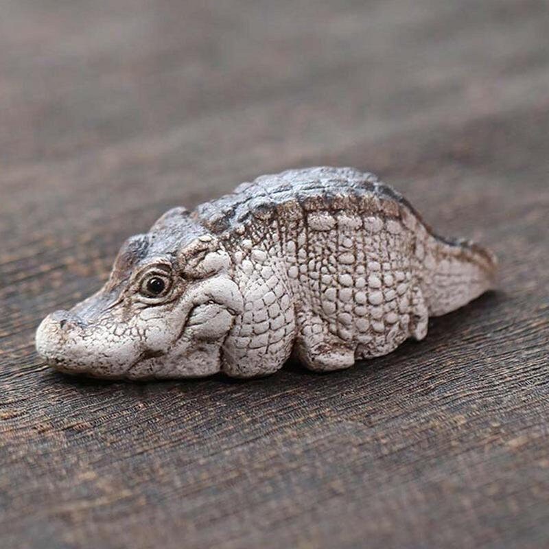 Chubby Crocodile Ceramic Figurine Laying Down Crocodile Figures Tea ...