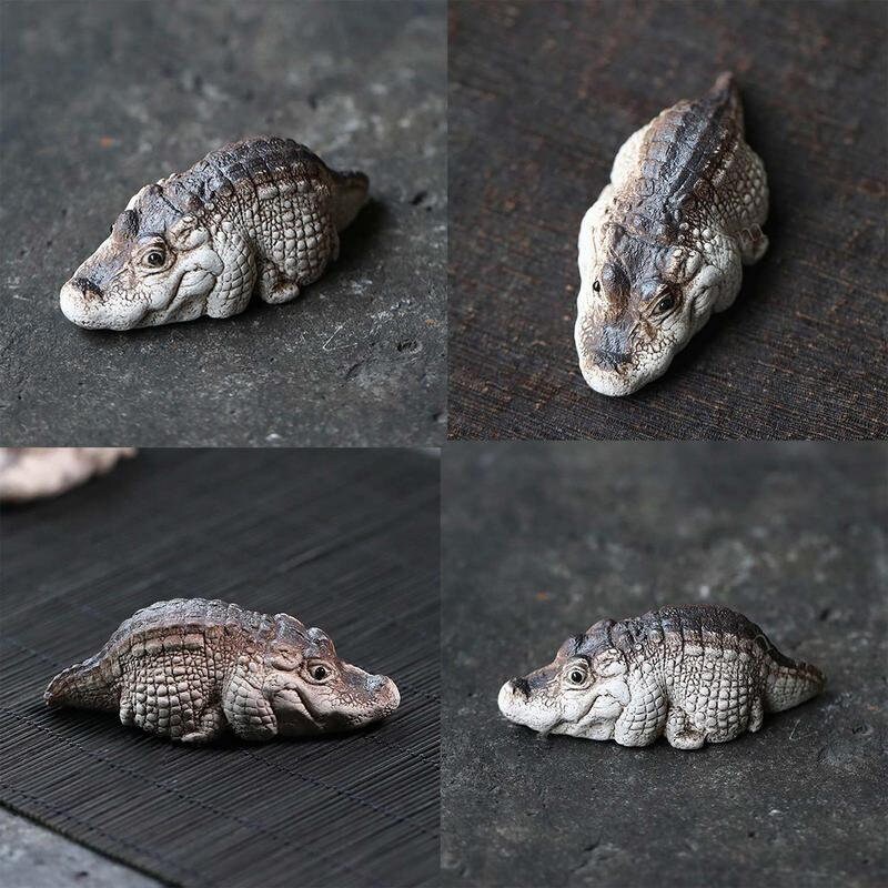 Chubby Crocodile Ceramic Figurine Laying Down Crocodile Figures Tea ...