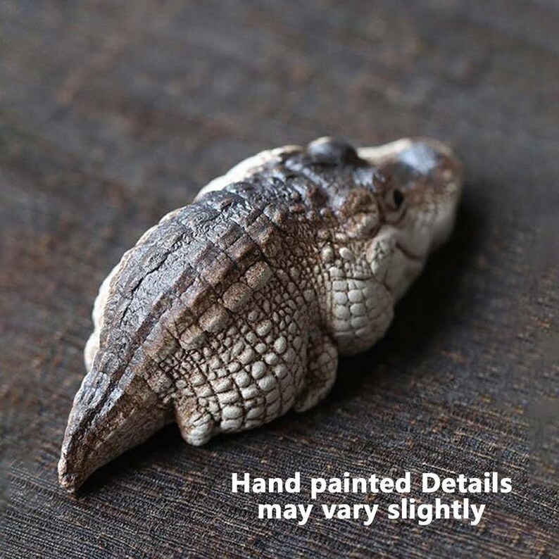 Chubby Crocodile Ceramic Figurine Laying Down Crocodile Figures Tea ...