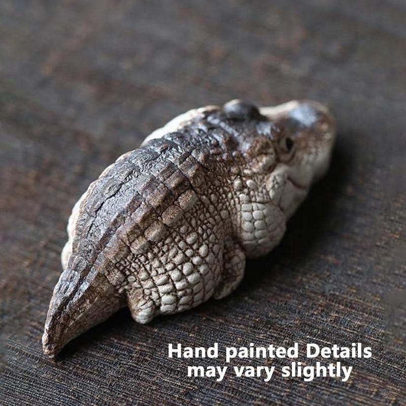 Chubby Crocodile Ceramic Figurine Laying Down Crocodile Figures Tea ...