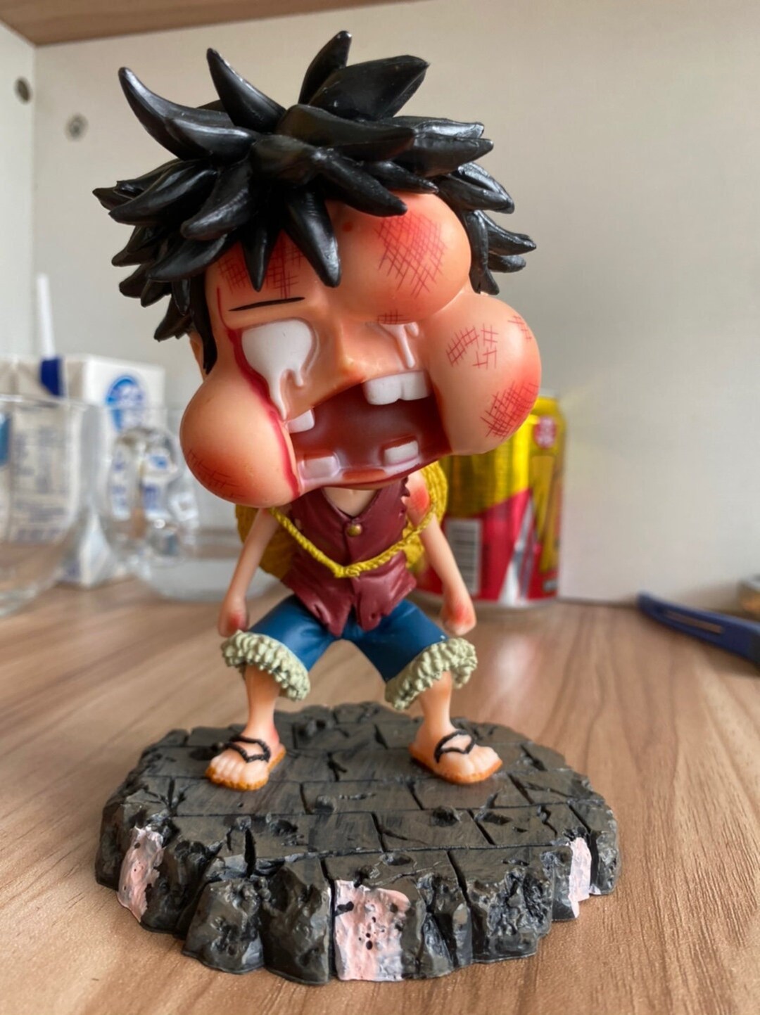 One Piece Luffy Beaten Face Swelling Style PVC Action Figures OP Luffy ...
