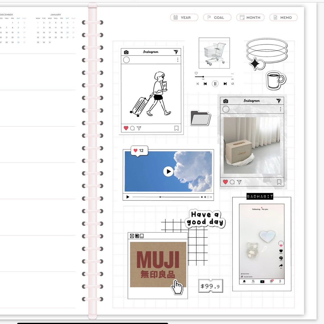 Goodnotes Digital Stickers: Photo Flame / SNS - Etsy