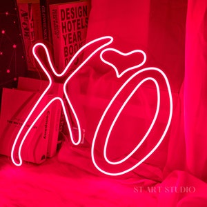XO Neon Sign With Heart, Custom Wedding Home Party Decor, Personalized ...