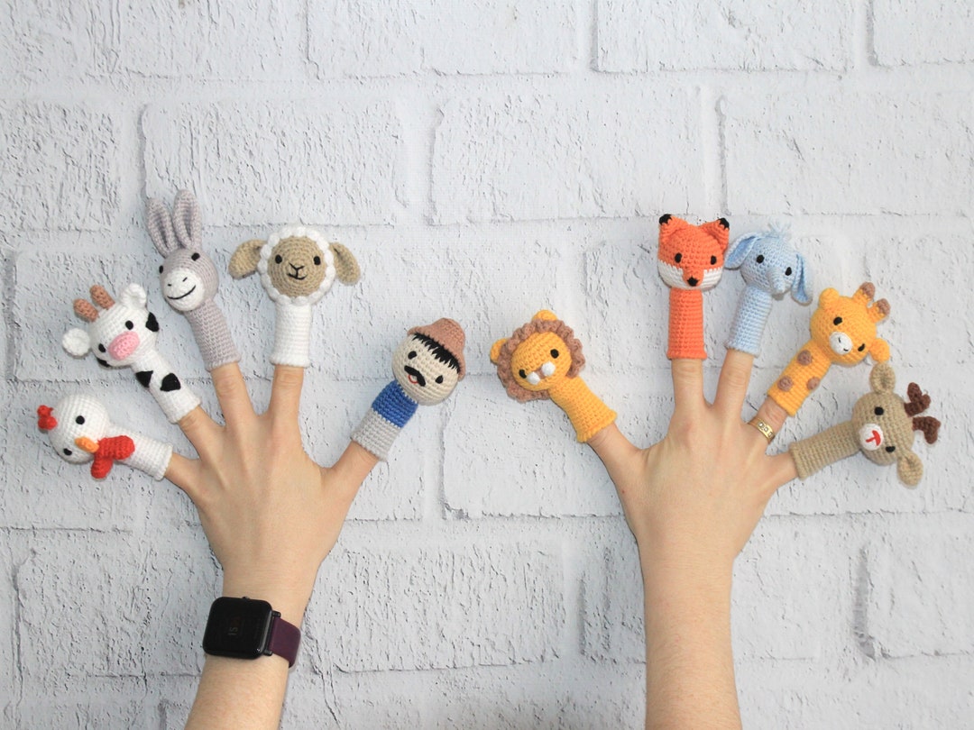 Educational Animal Finger Puppet Set, Farm and Wild Forest Animals ...