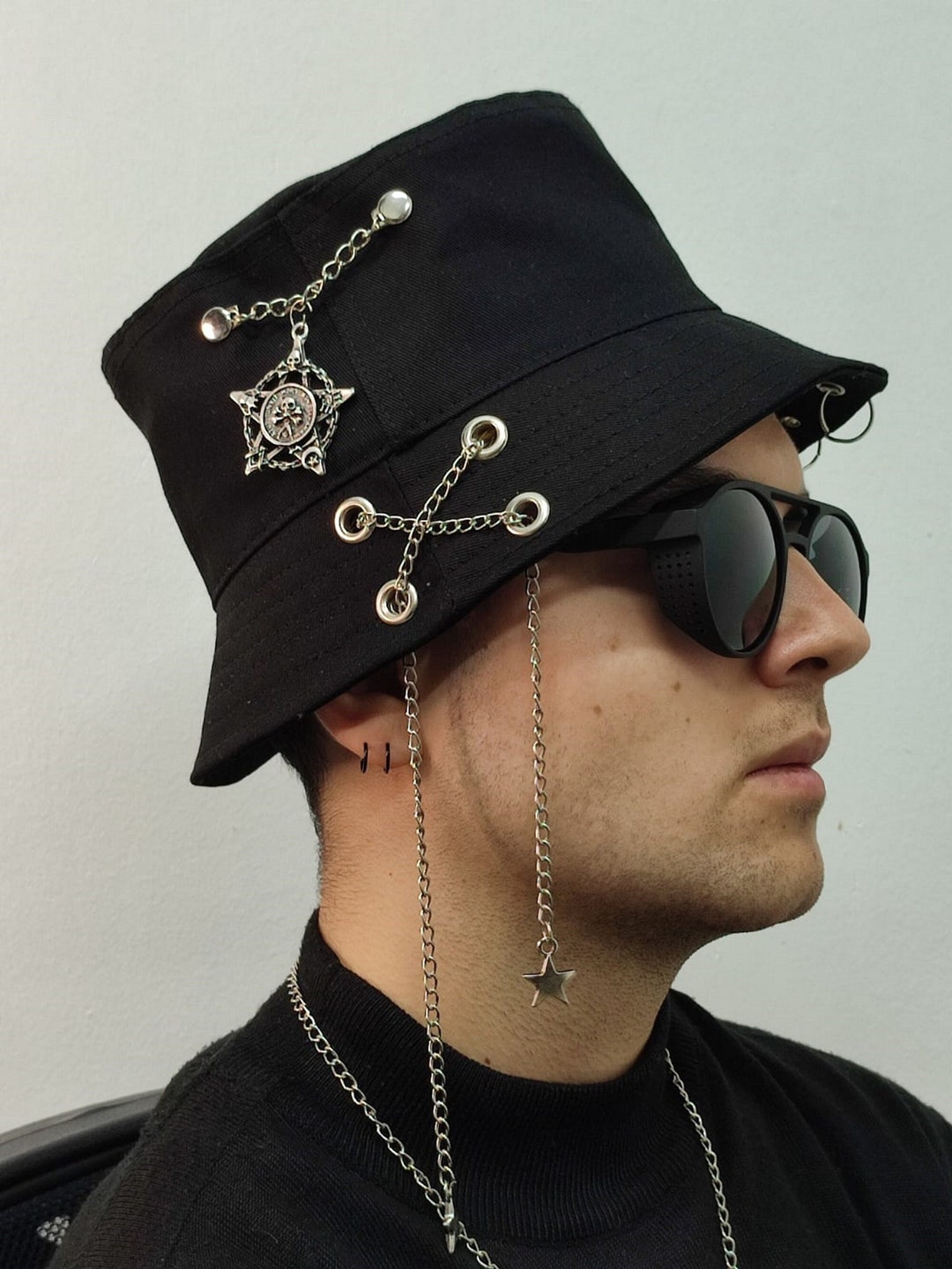 Black Chain Skull Designer Hat, 100% Cotton Hat ,hat Bucket Hat ...