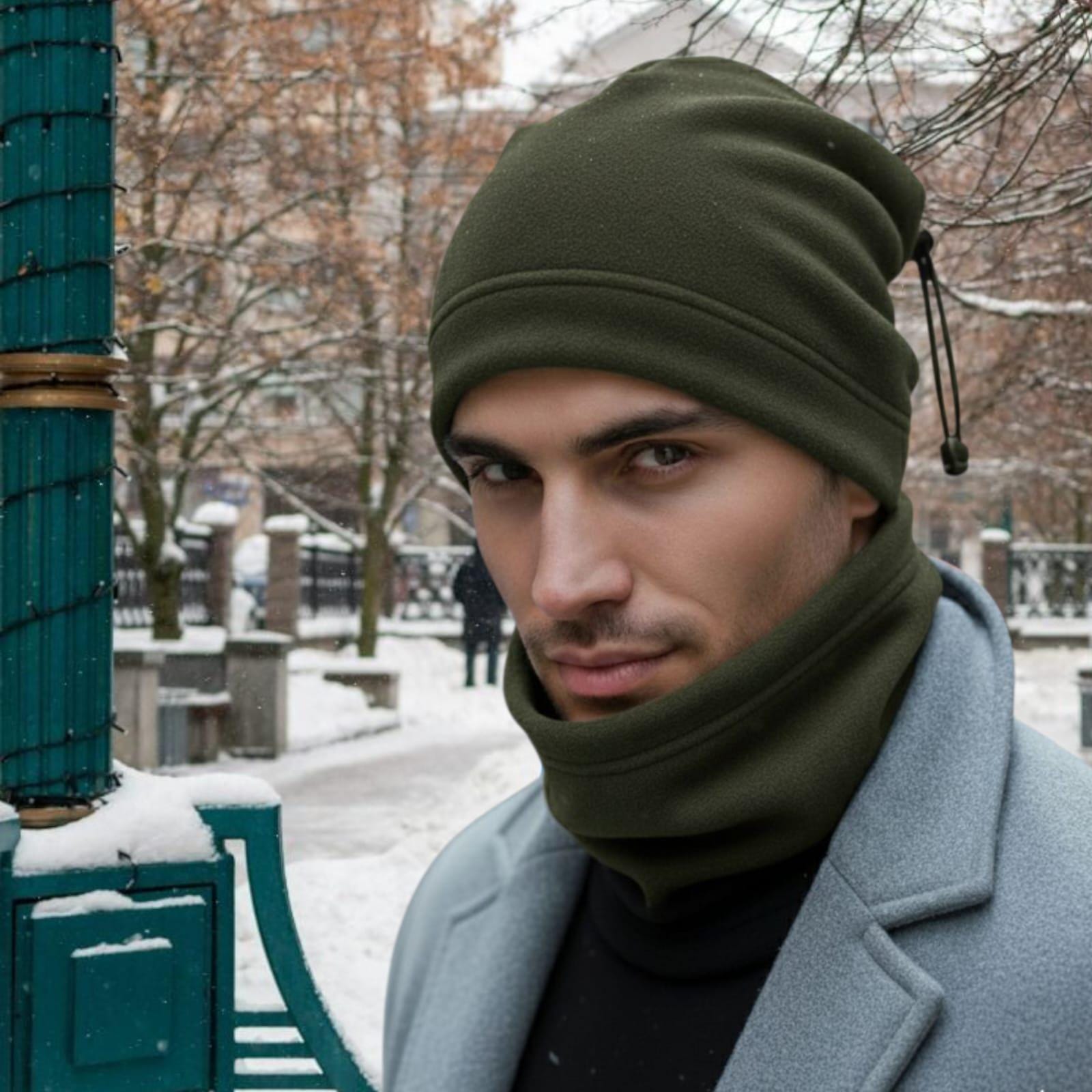 Men’s Fleece Beanie and Neck Warmer Set – 2-piece Winter Thermal Anti ...