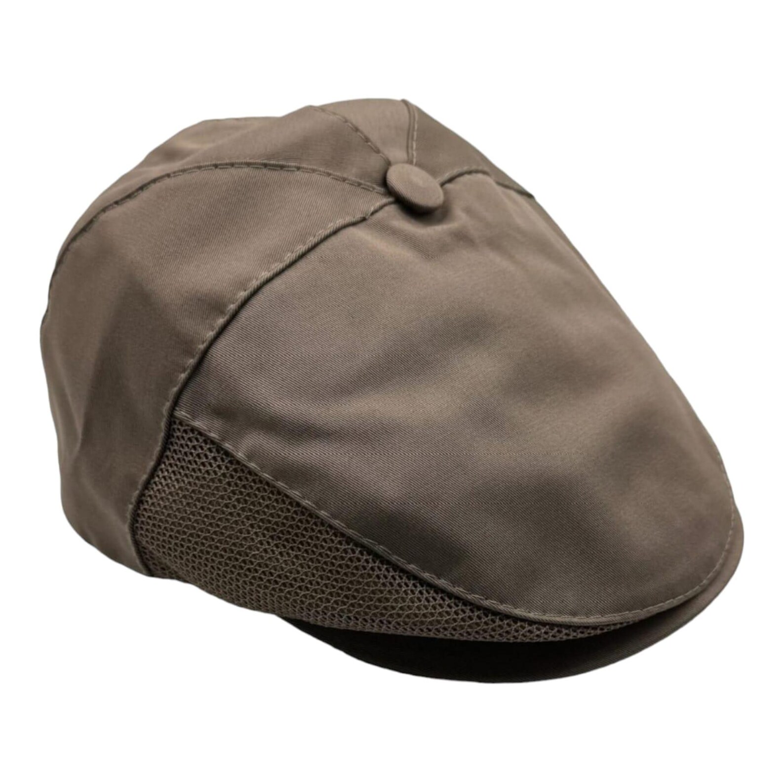 Brown Mesh Buttoned Traditional Flat Cap - Traditional Headwear ...