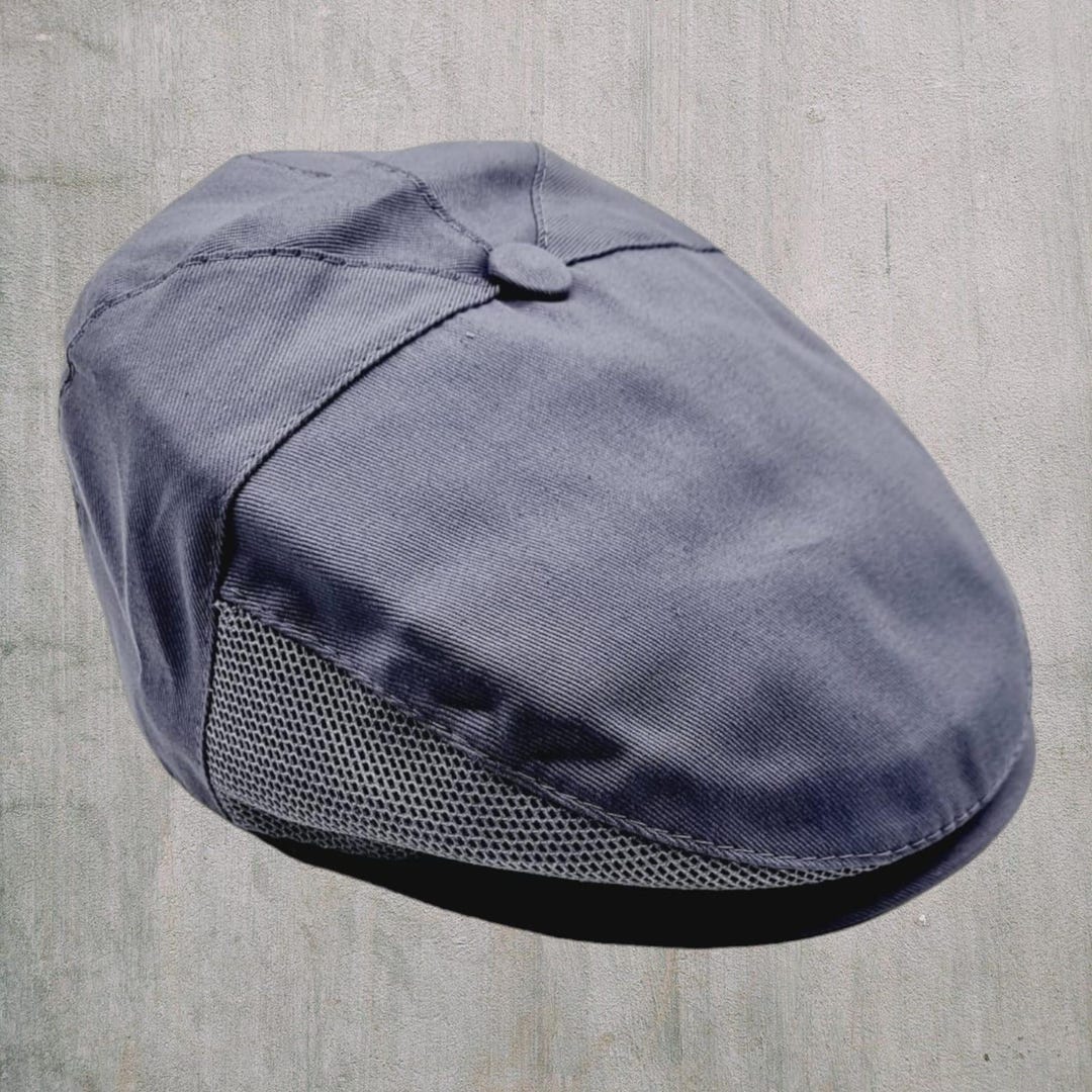 Grey Mesh Buttoned Traditional Flat Cap - Classic Men's Summer Hat ...