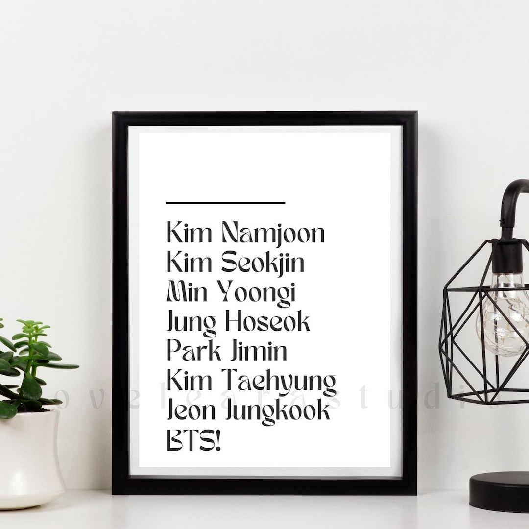 BTS Fan Chant Printable Wall Art Home Decor Bangtan Minimalist Gift OT7 ...