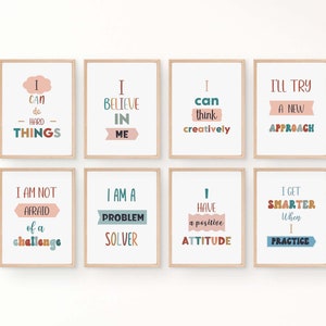 Back to School Class Wall Prints. Positive Affirmation for Kids, 8 ...