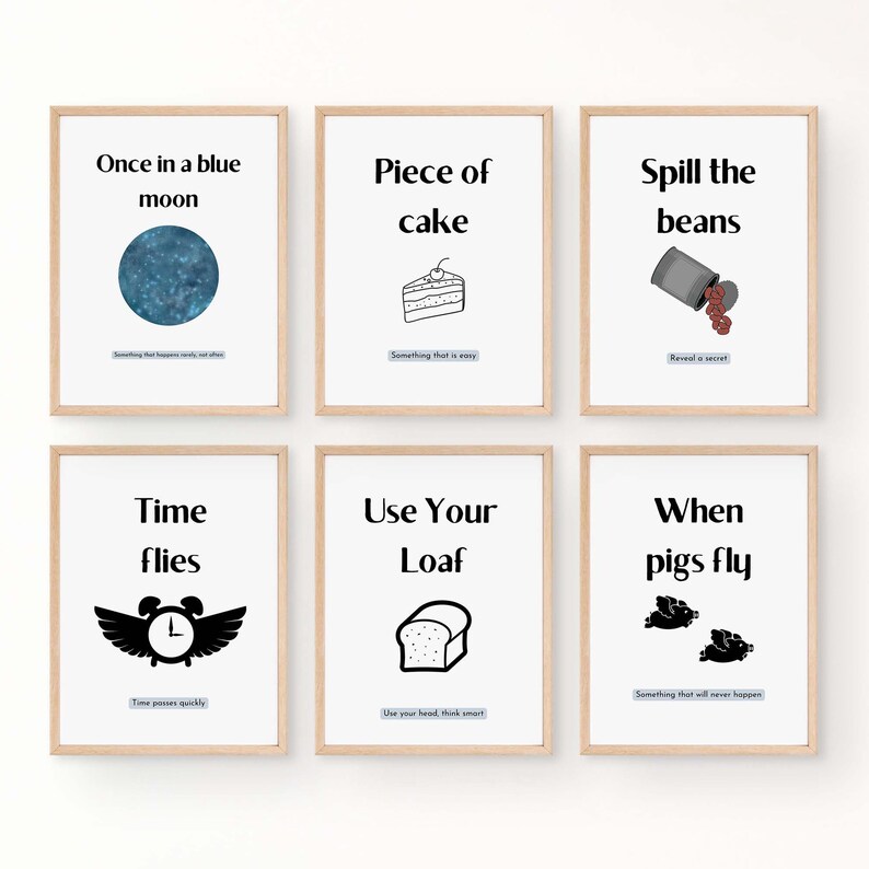 Back to School Bundle Set 6 Educational Idiom Posters - Etsy