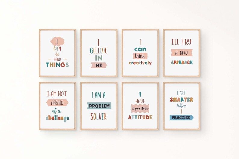Back to School Class Wall Prints. Positive Affirmation for Kids, 8 ...
