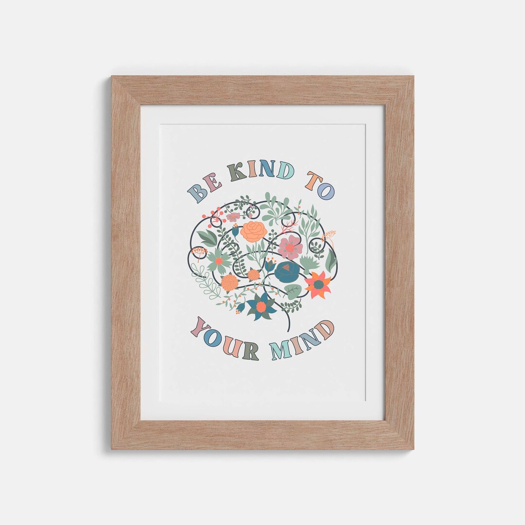 Be Kind to Your Mind Print, Mental Health, Growth Mindset, Therapy ...