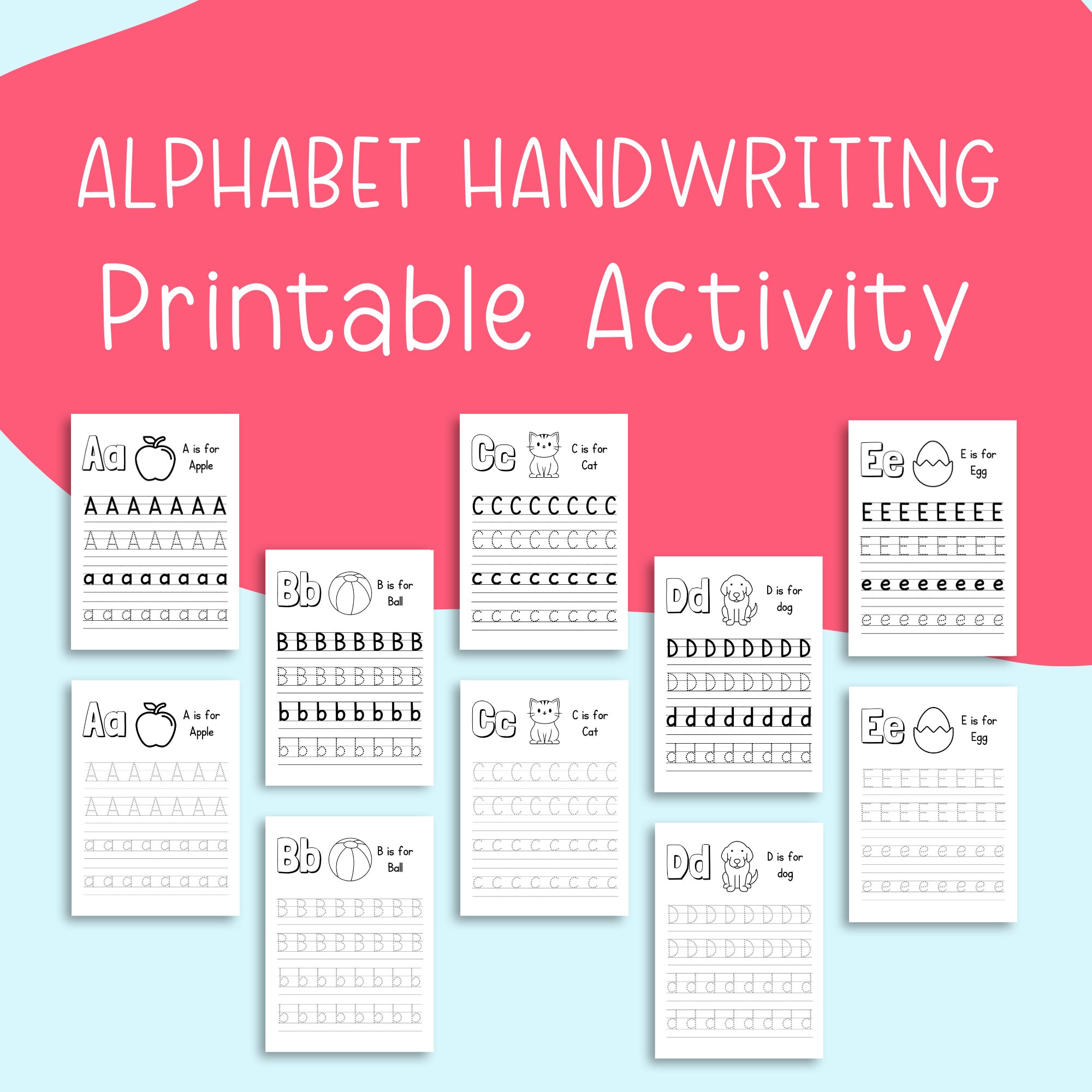 Alphabet Handwriting Worksheets Back to School Preschool - Etsy