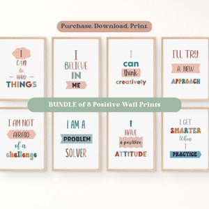 Back to School Class Wall Prints. Positive Affirmation for Kids, 8 ...