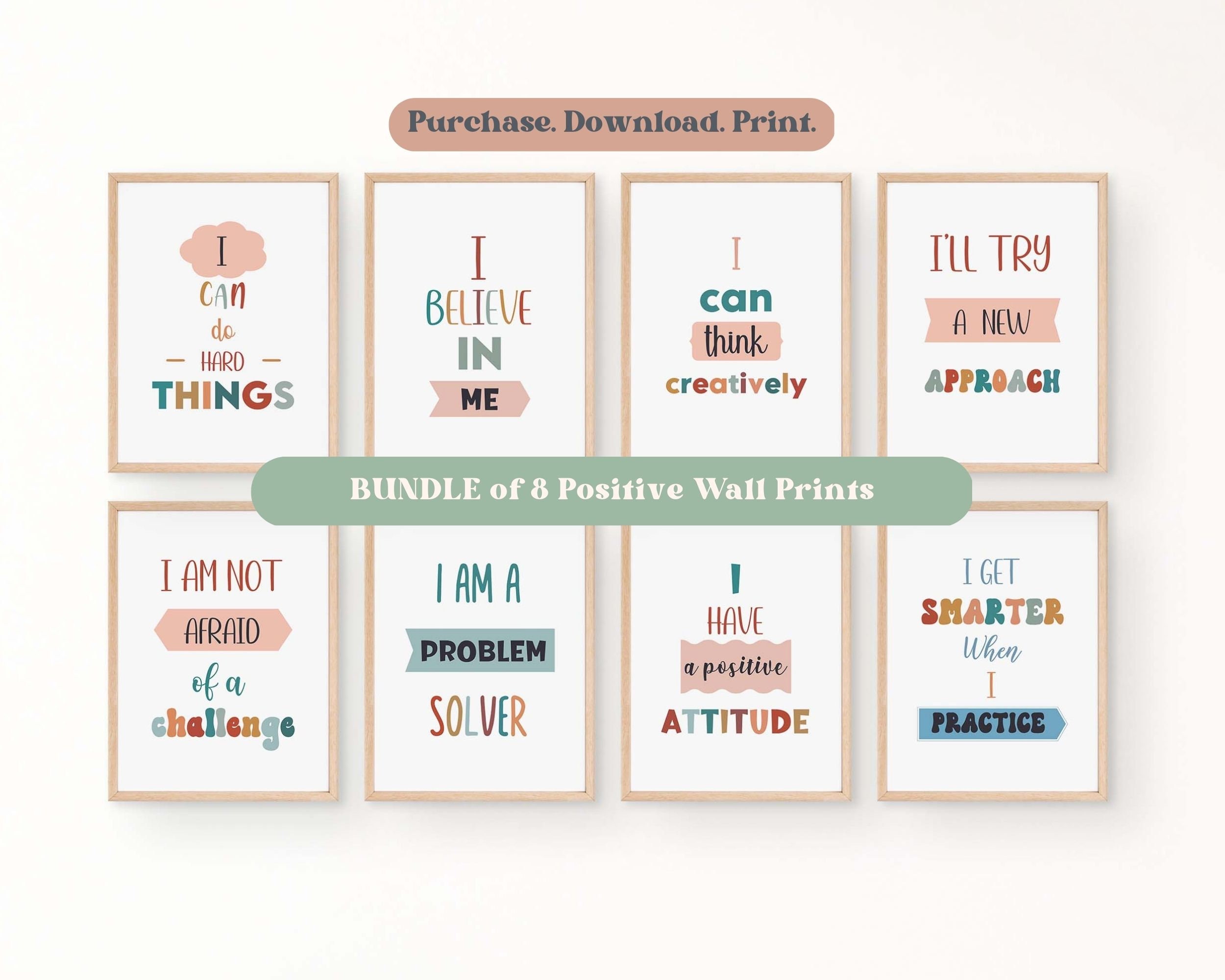 Back to School Class Wall Prints. Positive Affirmation for Kids, 8 ...