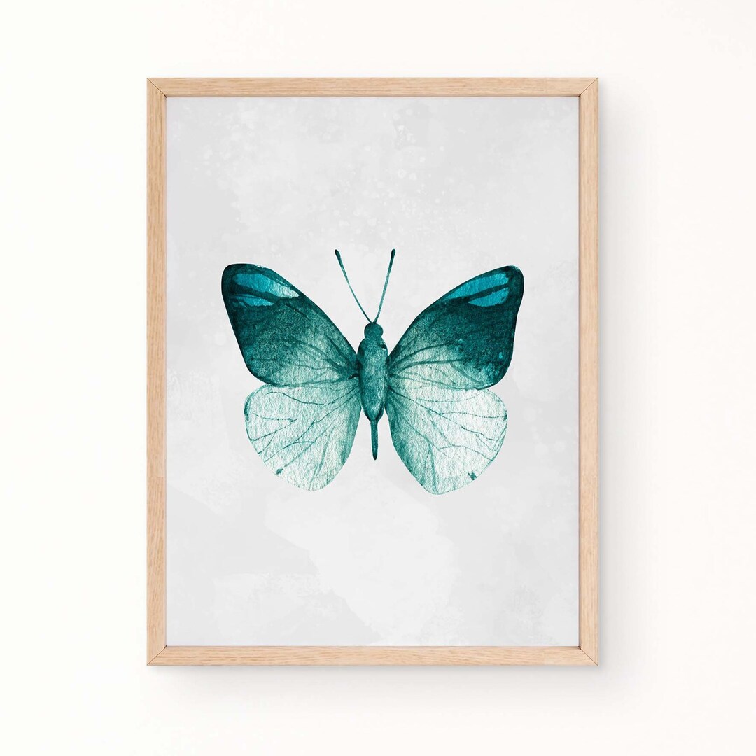 Green Butterfly Watercolor Print. Vintage Style Nature Wall Art ...