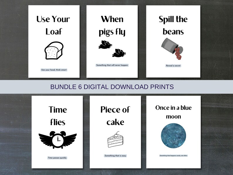 Back to School Bundle Set 6 Educational Idiom Posters - Etsy