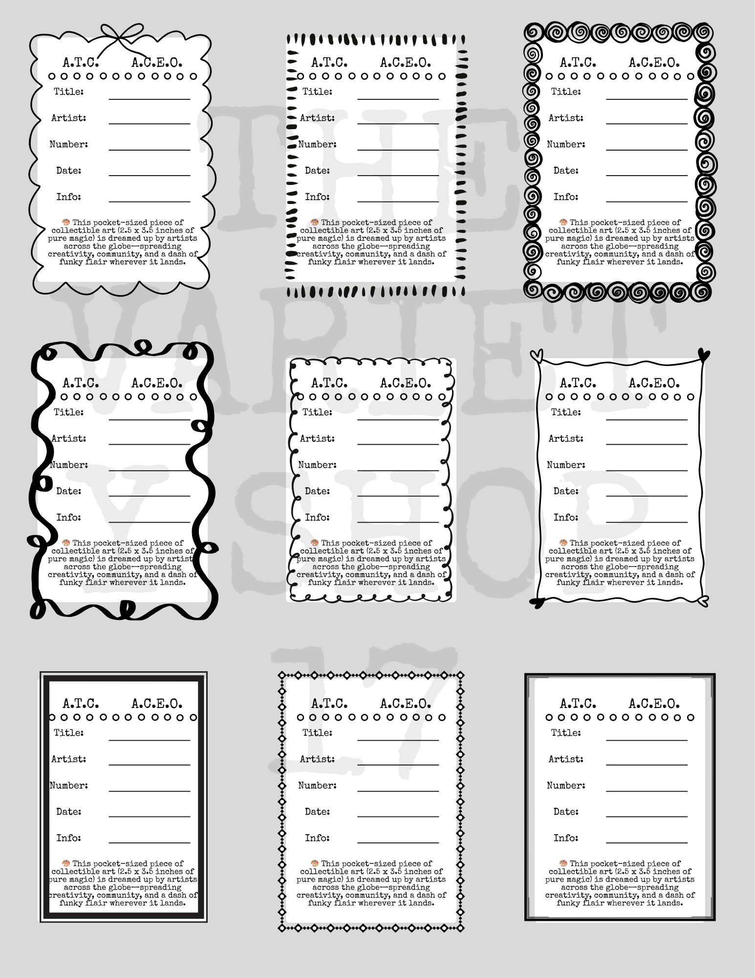 Printable Artist Trading Card Backs, ATC ACEO Display Cards - Etsy
