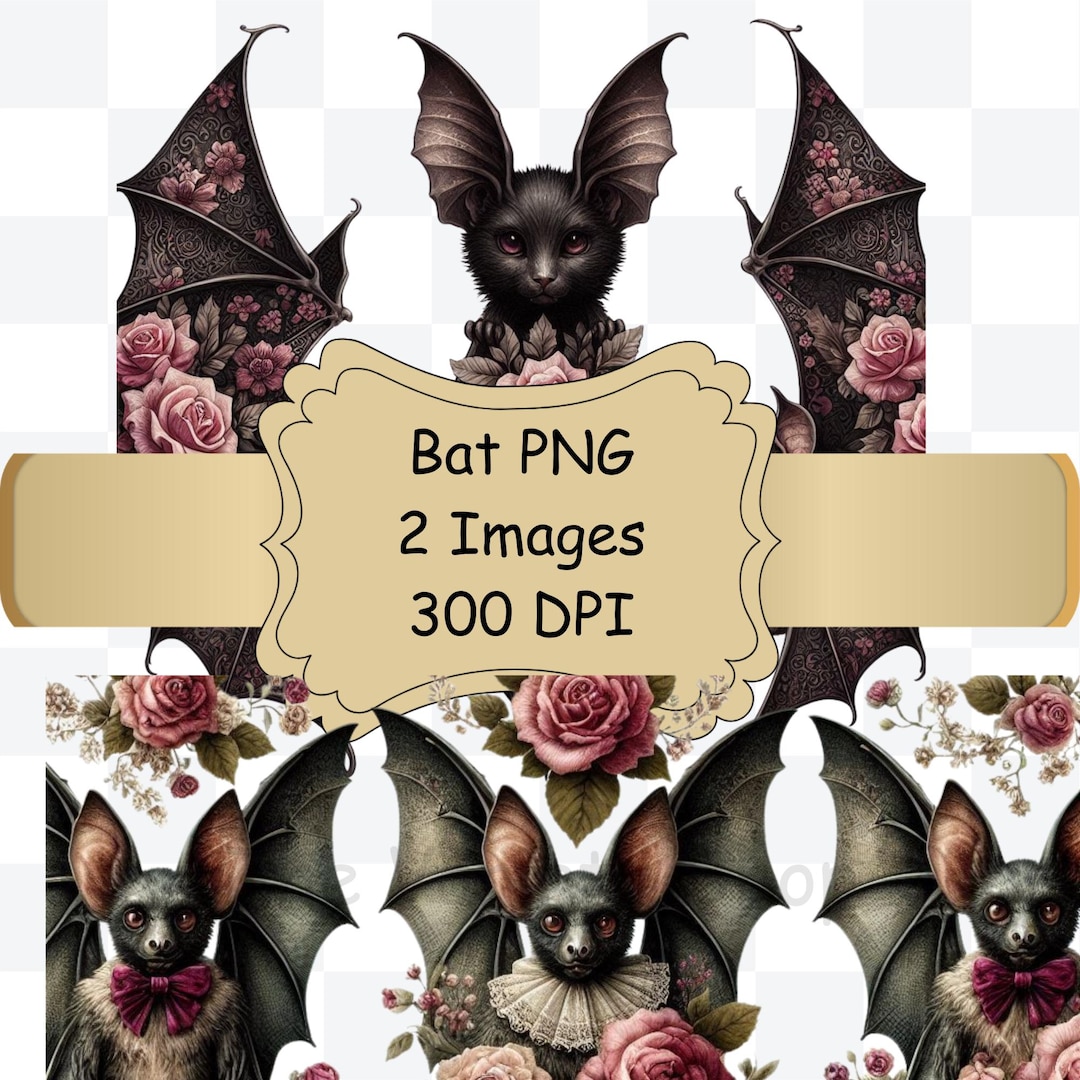 Bat PNG, Halloween Sublimation Design, Victorian Design, Shabby Chic ...