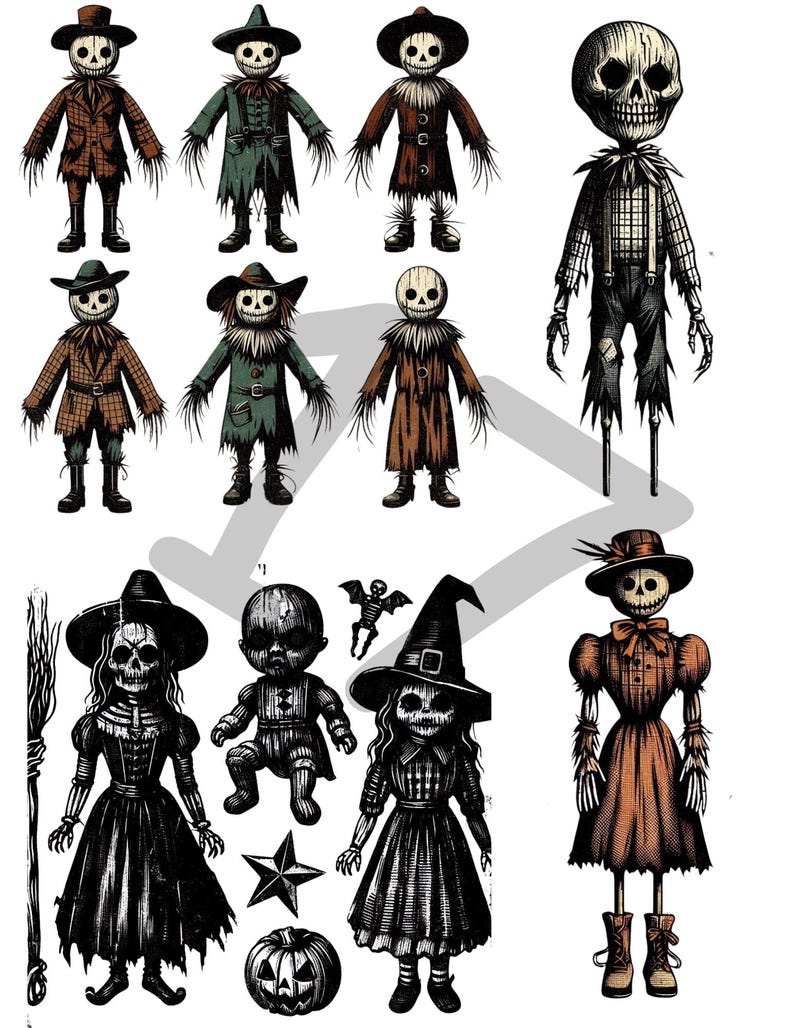 Creepy Paper People, Digital Download, Halloween Printable, Junk ...