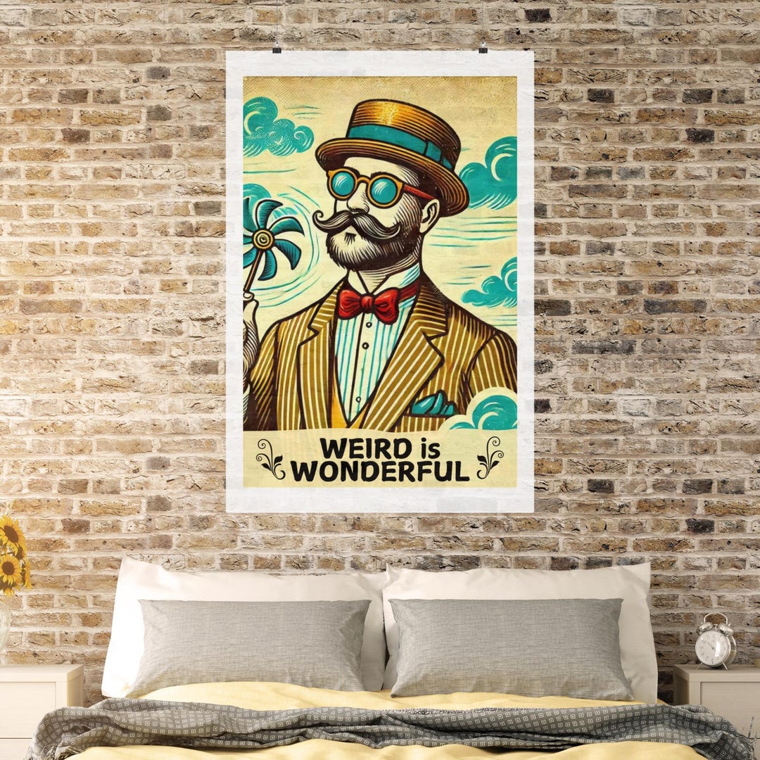 Hipster Man Cave Poster, Matte Vertical Posters, Weird Funky Kitsch ...