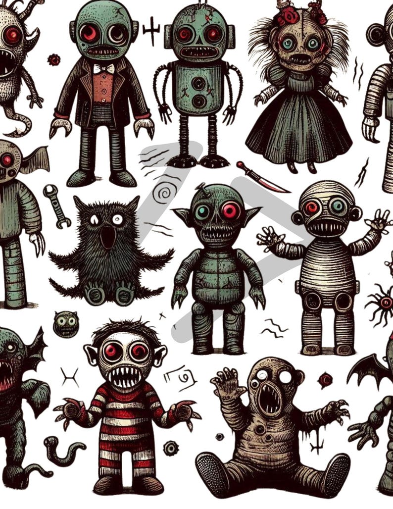 Creepy Paper People, Digital Download, Halloween Printable, Junk ...