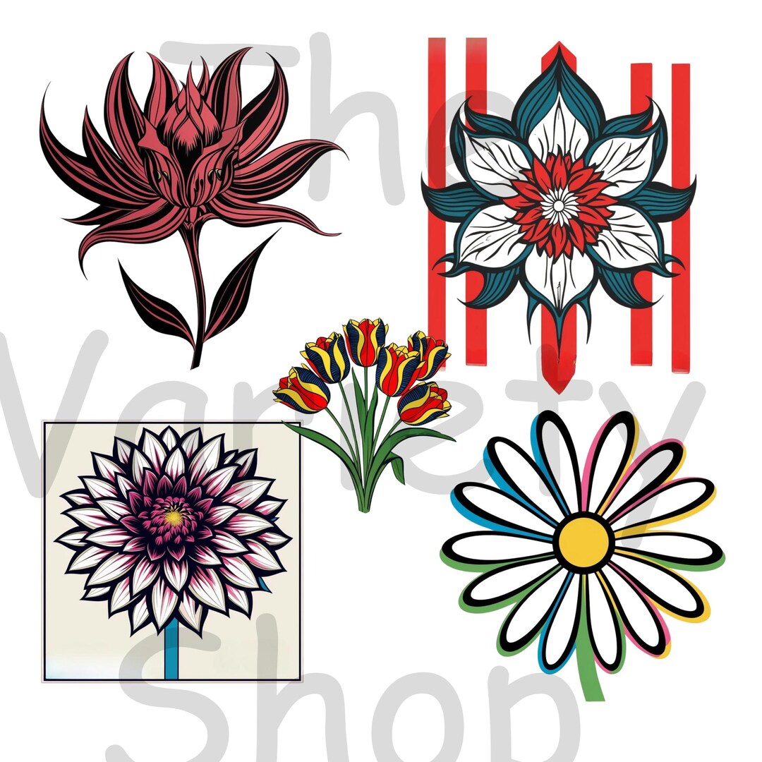 Funky Flowers PNG Set: Sublimation Designs (digital Download) - Etsy