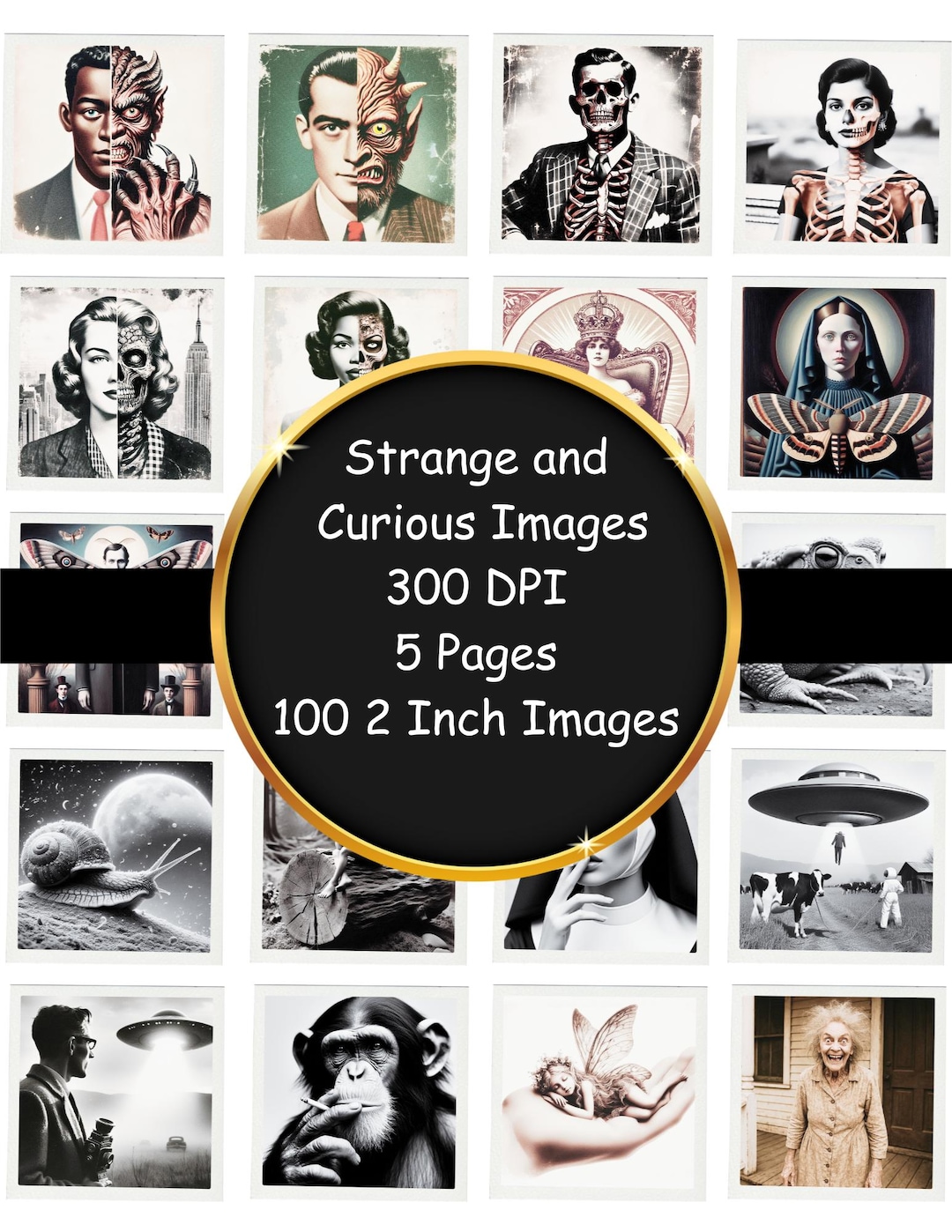 Curious Clipart Images: Printable Collage Sheets (digital Download ...
