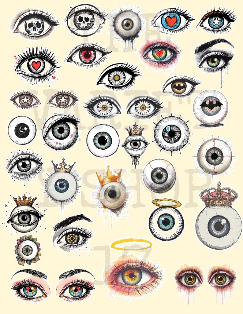 Eyeball Clipart: Printable Collage Sheets (digital Download) Clipart ...