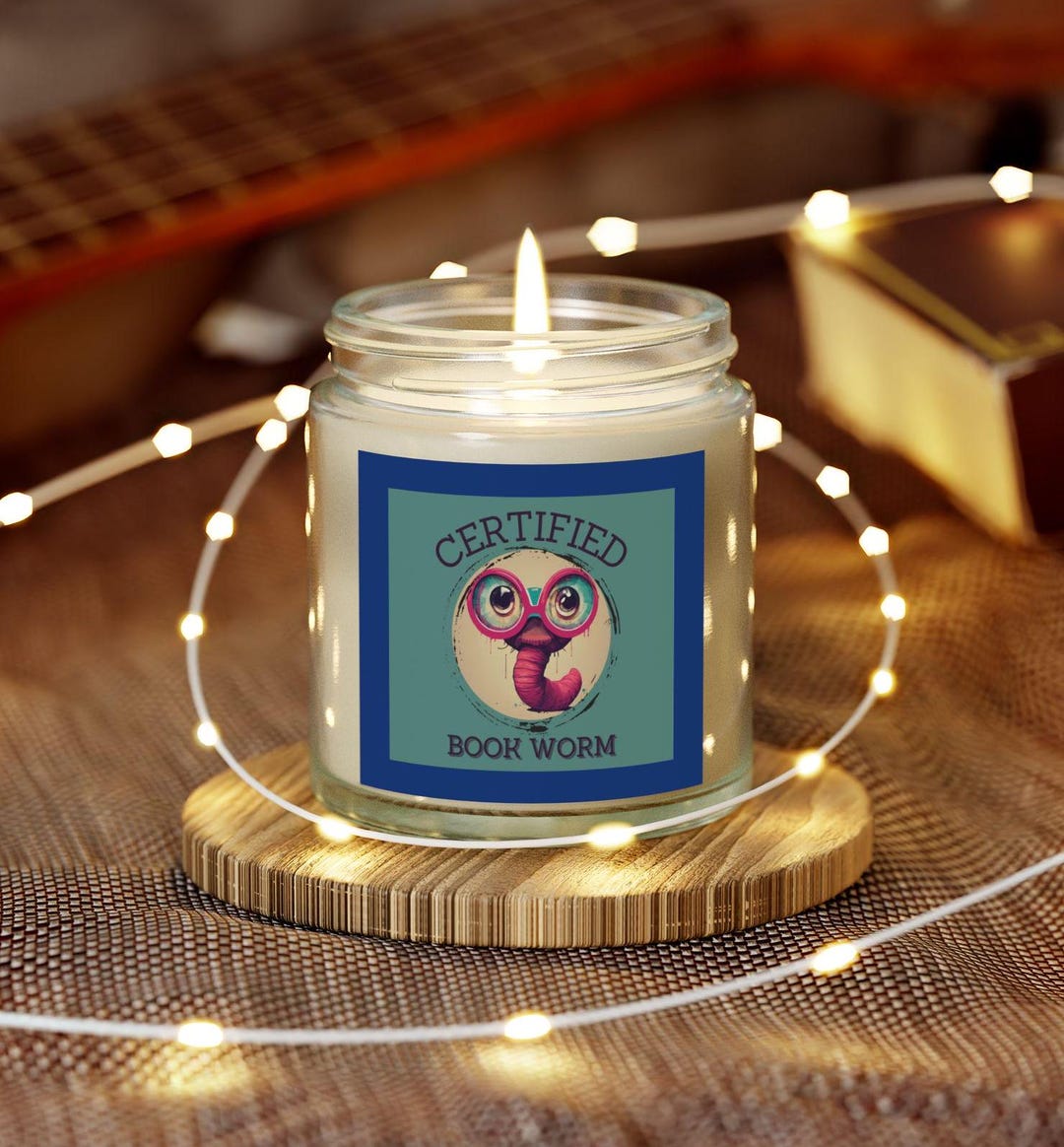 Scented Candles, Cute Certified Book Worm Coconut Apricot Wax Candle ...