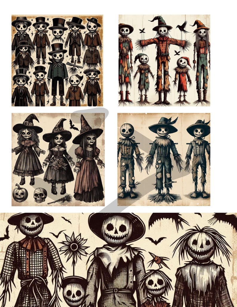 Creepy Paper People, Digital Download, Halloween Printable, Junk ...