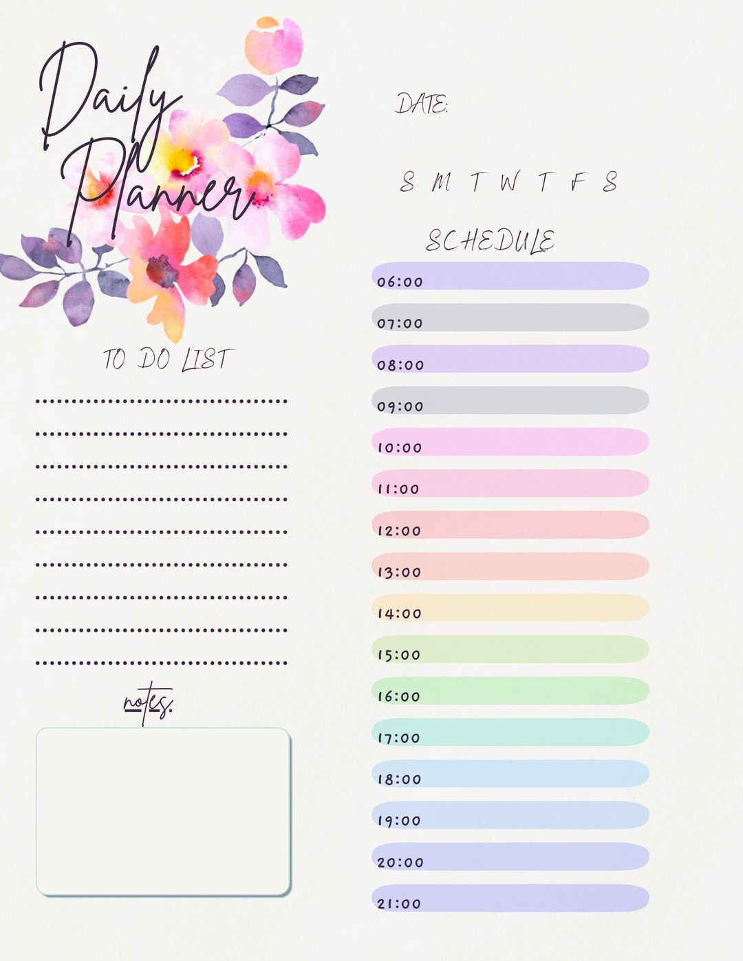 Digital Day Planner, Printable Day Planner, Print at Home, Priority ...