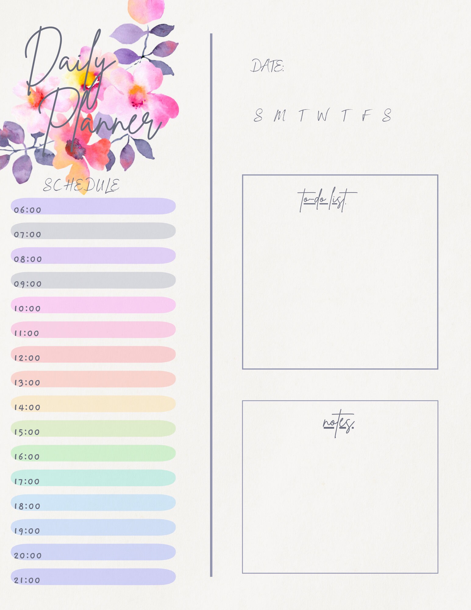 Digital Day Planner, Printable Day Planner, Print at Home, Priority ...