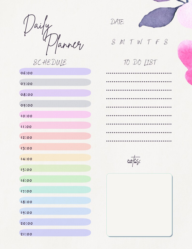 Digital Day Planner, Printable Day Planner, Print at Home, Priority ...