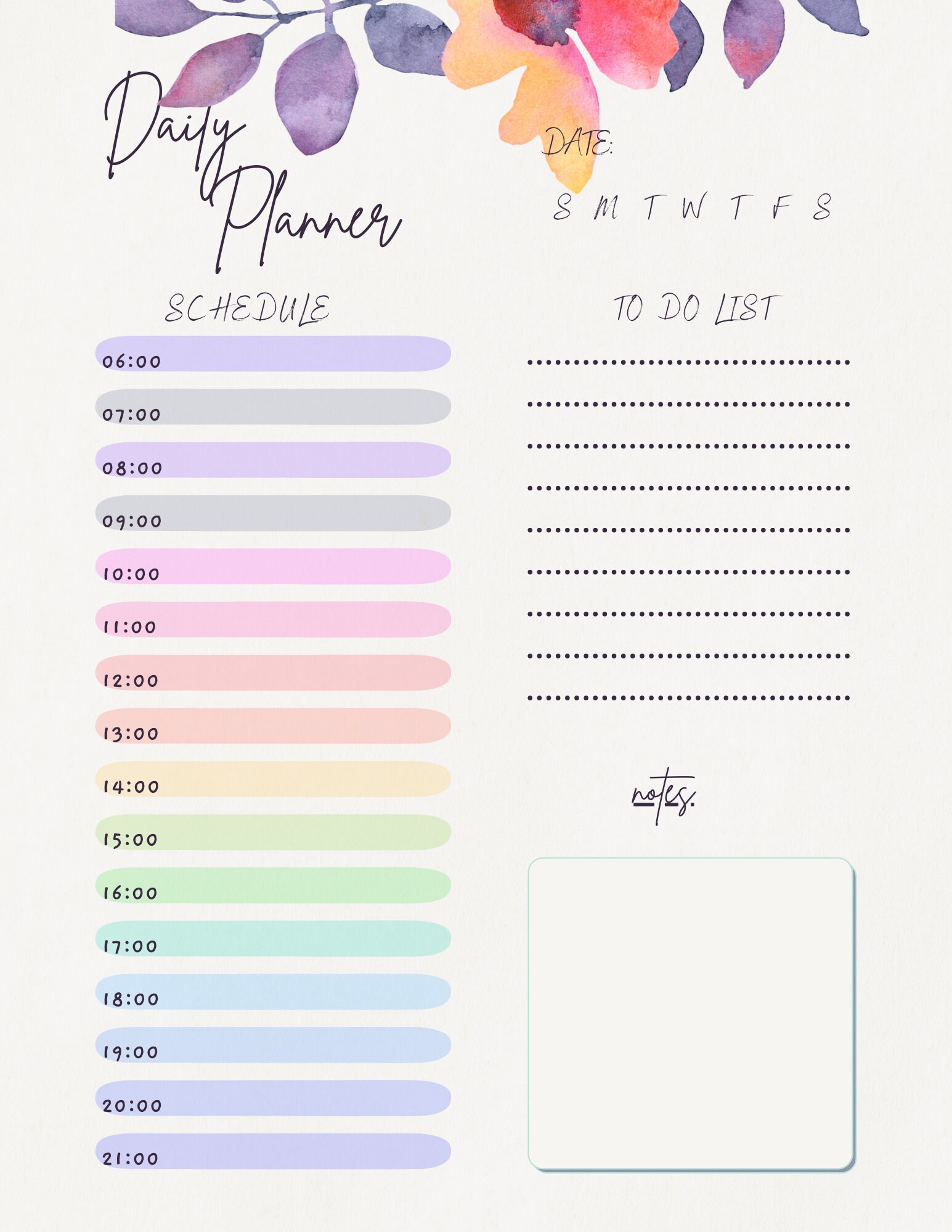 Digital Day Planner, Printable Day Planner, Print at Home, Priority ...