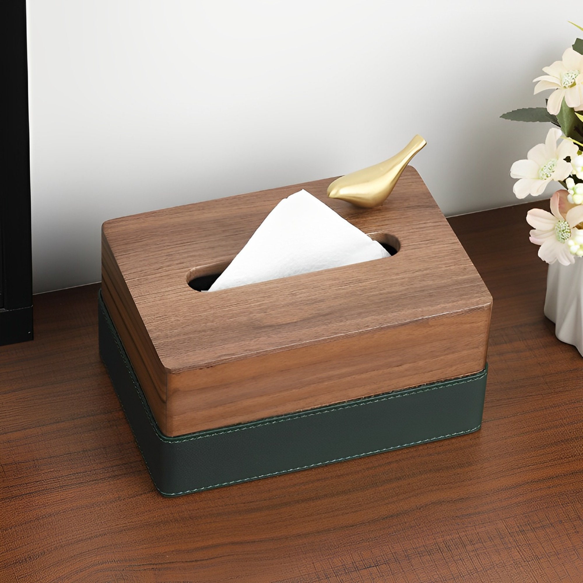 Personalized Solid Walnut Tissue Box Cover, Wooden Brown Napkins Holder ...