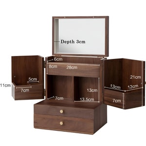 Luxury Solid Walnut Makeup Organizer Box, Extra Large Wood Cosmetic ...