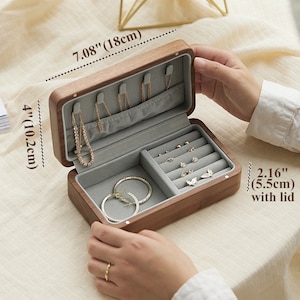 Solid Walnut Wood Green Grey Jewelry Box, Personalized Wooden Jewelry ...