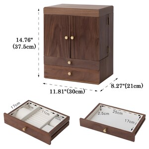 Luxury Solid Walnut Makeup Organizer Box, Extra Large Wood Cosmetic ...