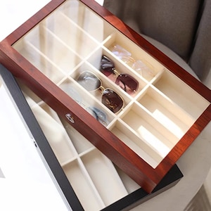 Personalized Luxury Wooden Eyeglasses Box, Eyeglass Display Case ...