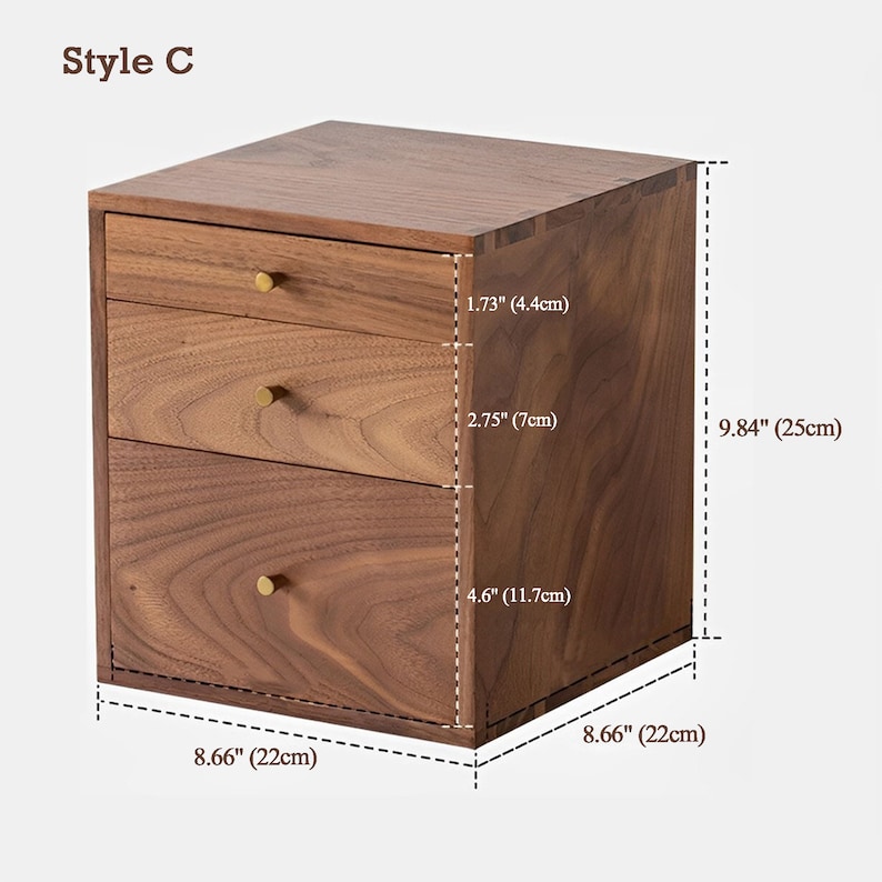 Personalized Solid Walnut Desktop Drawer Cabinet Wooden - Etsy